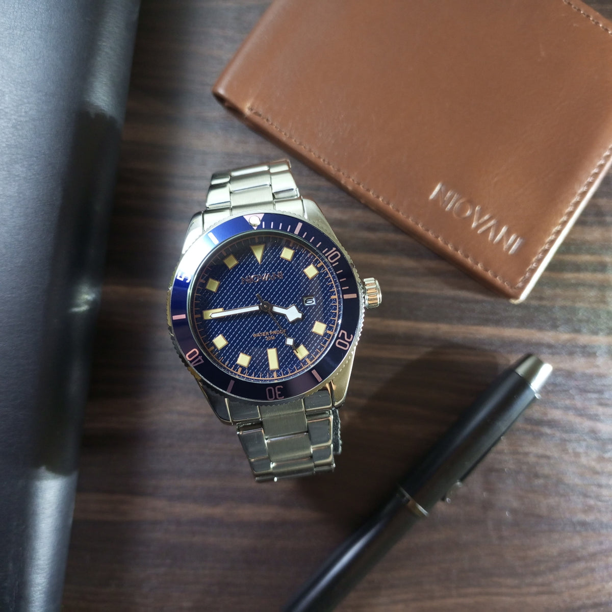 Niovani Guardian - Blue & Silver - Stainless Steel Strap - 1 Year Warr