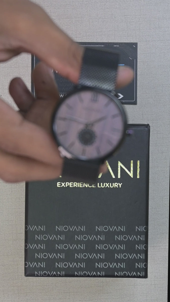 Niovani Dubai (Classic Black & Wooden Brown) - Stainless Steel Back