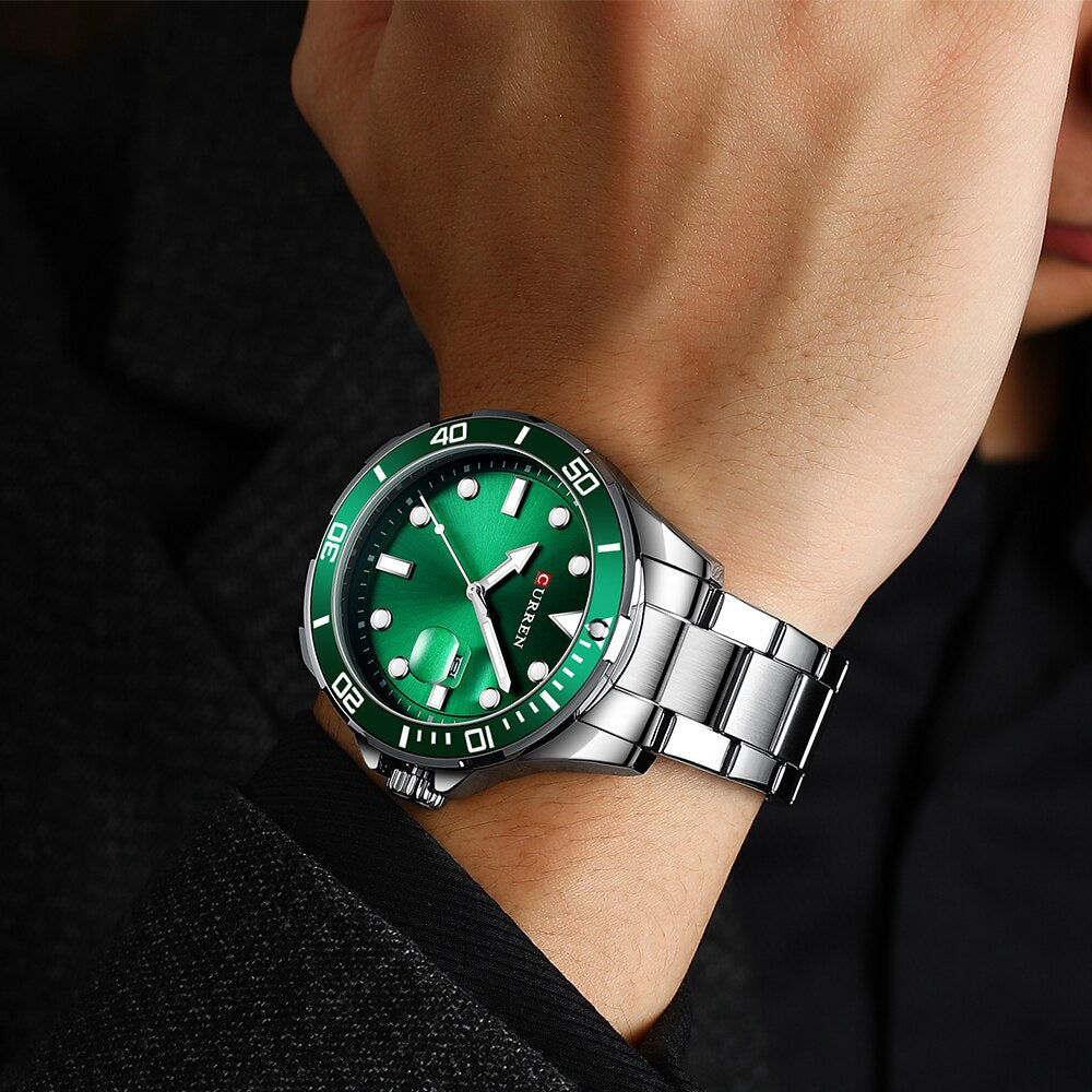 Curren Luxury - Men's Watch - Sparkling Green - Stainless Steel Strap ...