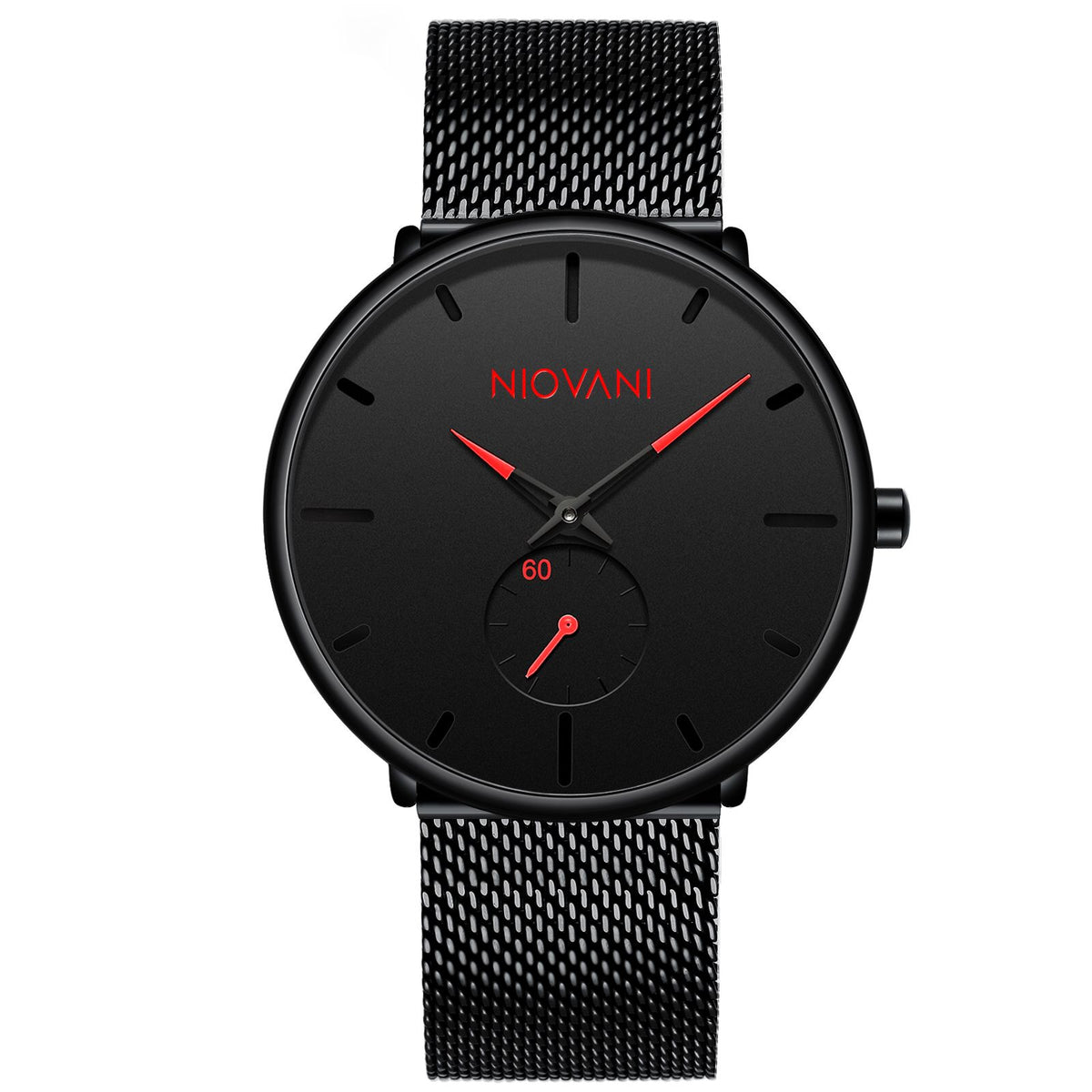 Niovani Dubai (Currant Red on Black) - Stainless Steel Back - Adjustab