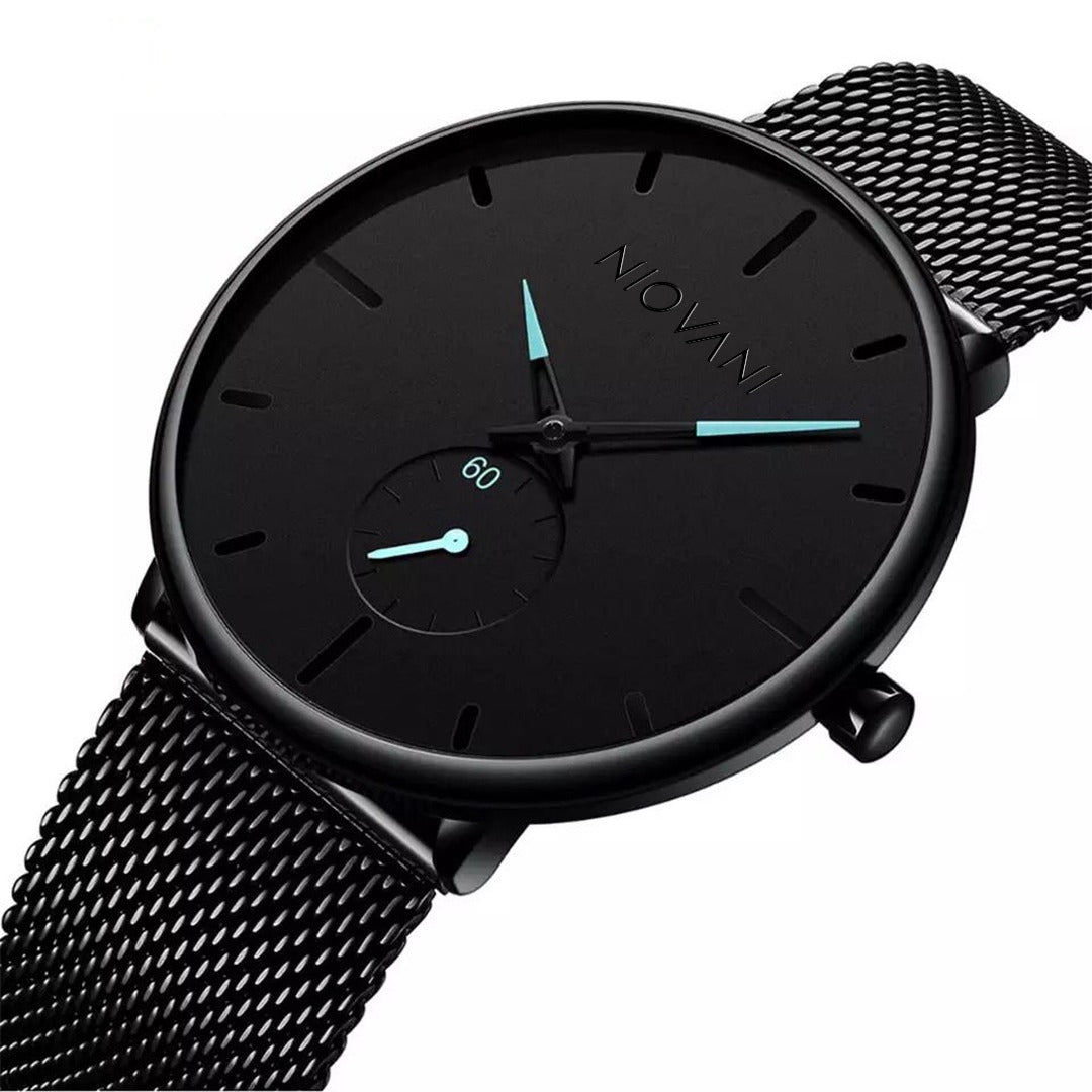 Niovani Dubai (Admiral Blue on Black) - Stainless Steel Back - Adjusta