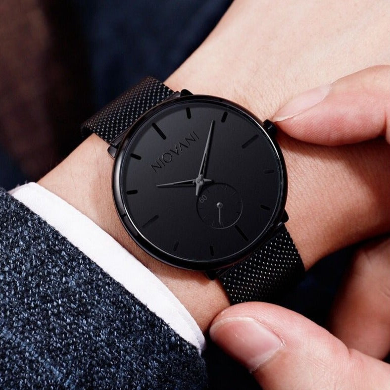 Niovani Dubai (Black on Black) - Stainless Steel Back - Adjustable Sta