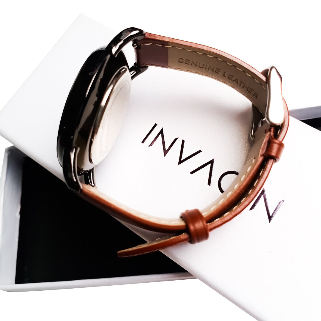 Niovani Casual Brown - Men's Watch - Stainless Steel Back - Genuine Le