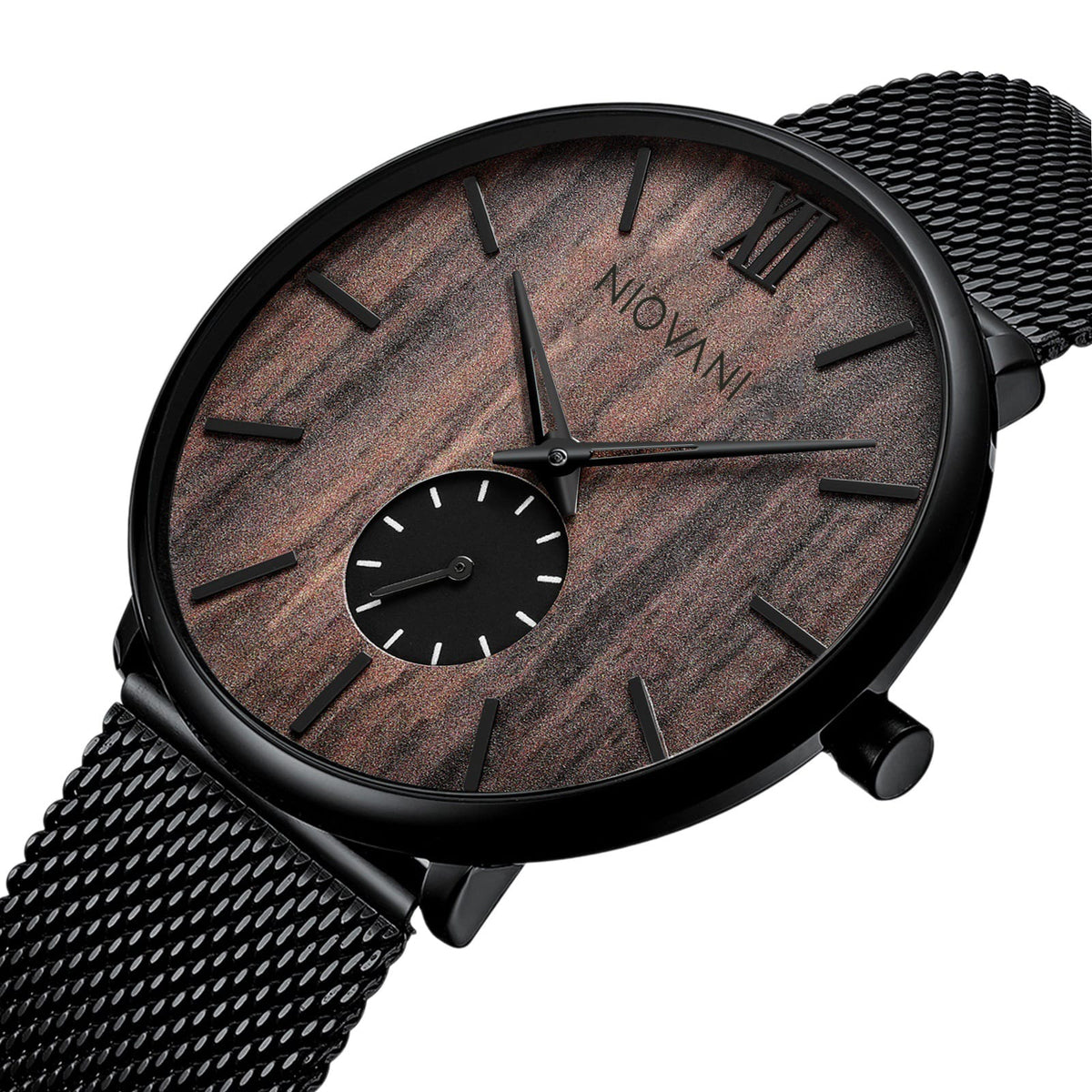 Niovani Dubai (Classic Black & Wooden Brown) - Stainless Steel Back