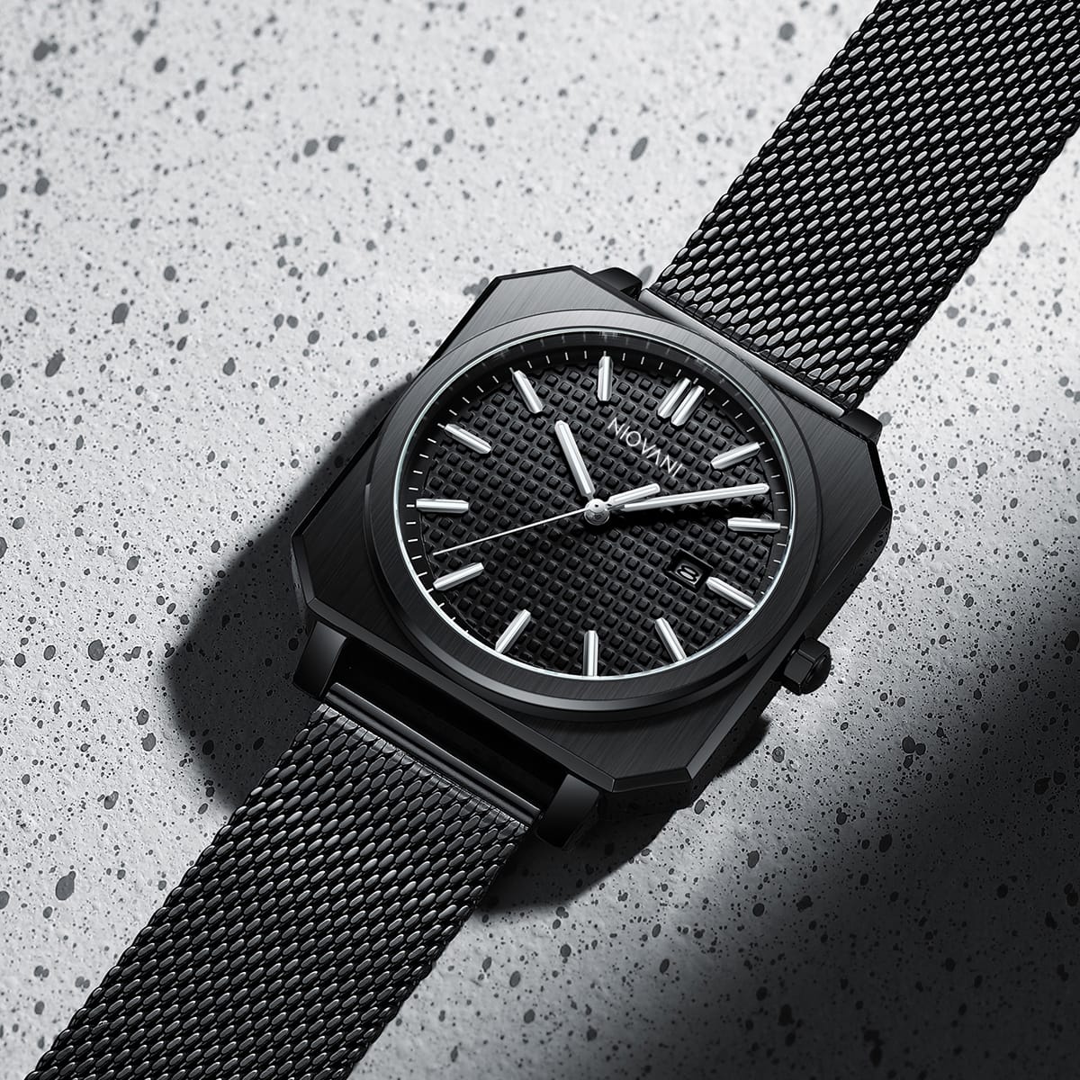 Niovani Element (Black on Black) - Men's Watch - Adjustable Stainless