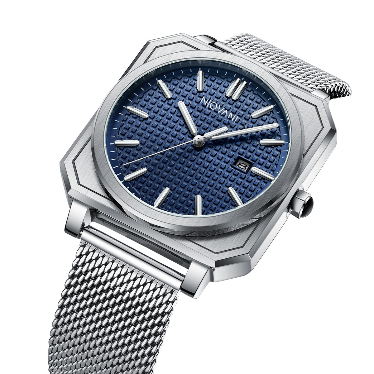 Niovani Element (Silver on Blue) - Men's Watch - Adjustable Stainless